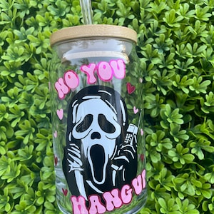 Ghost Face Glass Can - Etsy