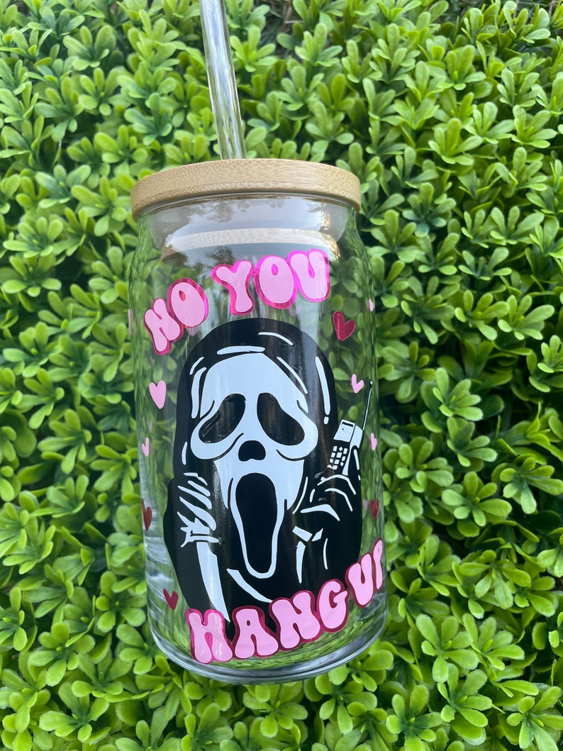 Ghost Face Glass Can - Etsy