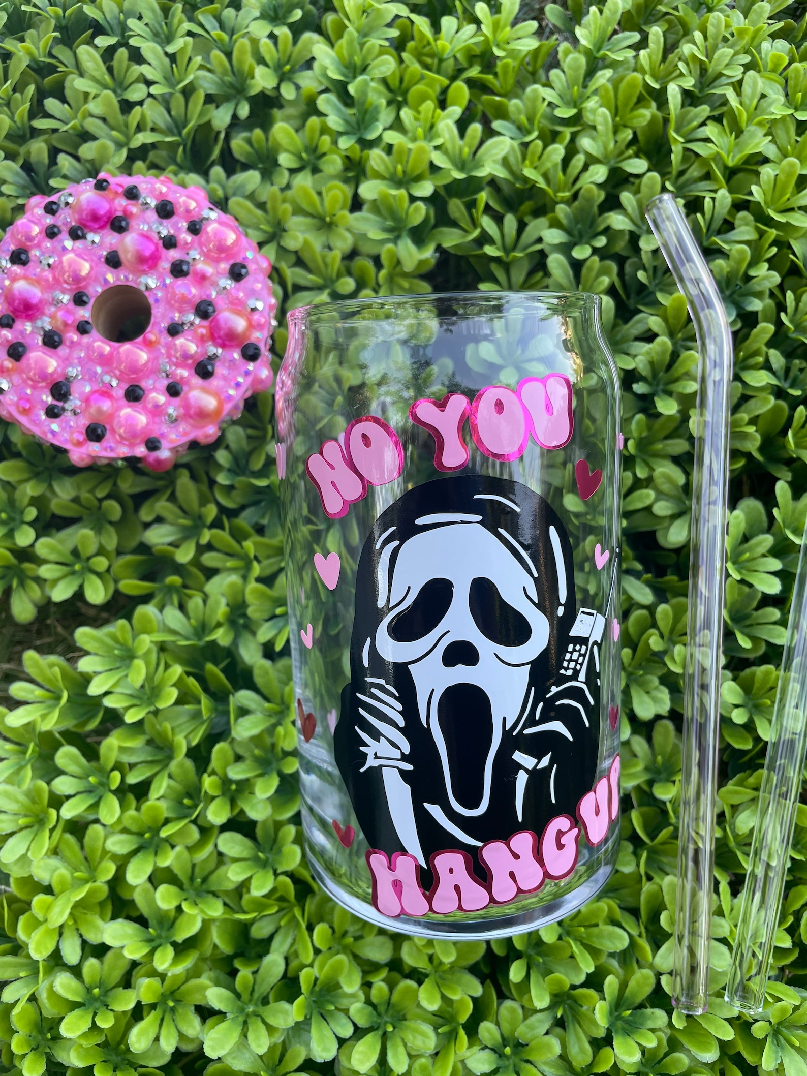 Ghost Face Glass Can - Etsy