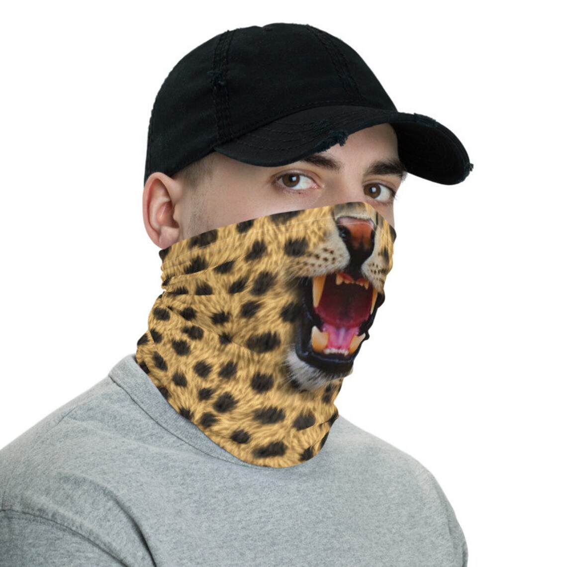 Leopard Face Mask 3D / Animal Face Mask Neck Gaiter / Wild | Etsy