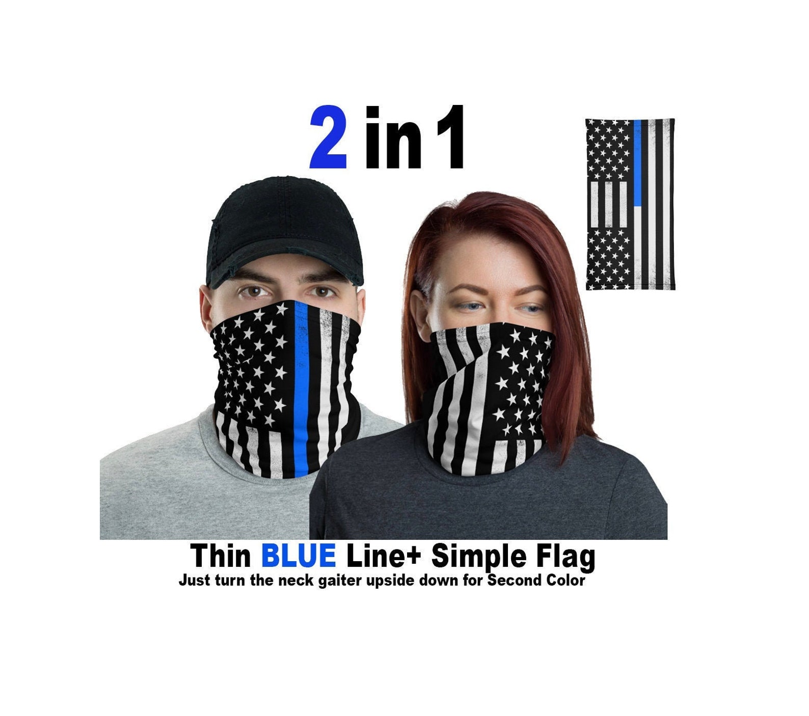 Thin Blue Line Face Mask / Police Face Mask / American Flag | Etsy