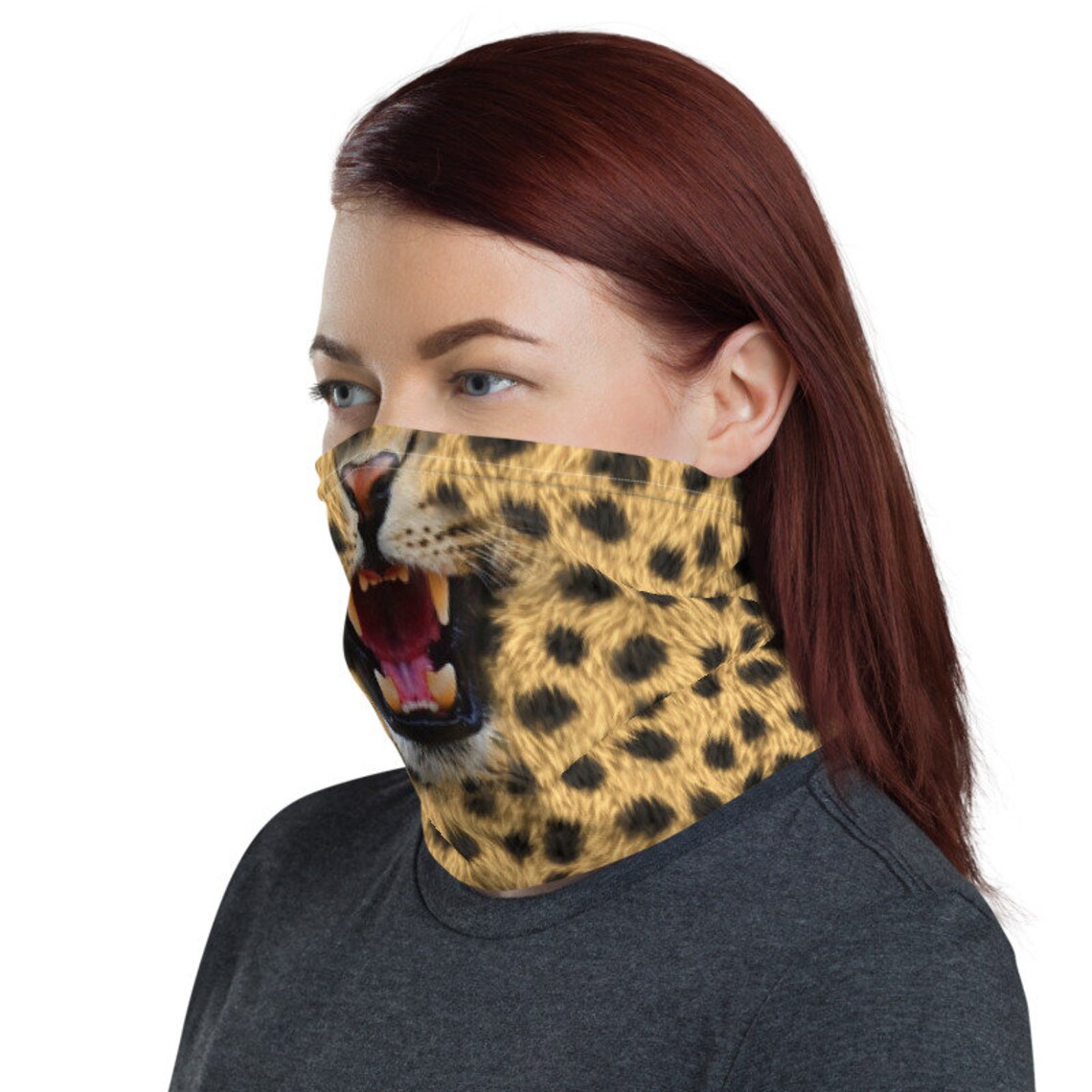Leopard Face Mask 3D / Animal Face Mask Neck Gaiter / Wild | Etsy