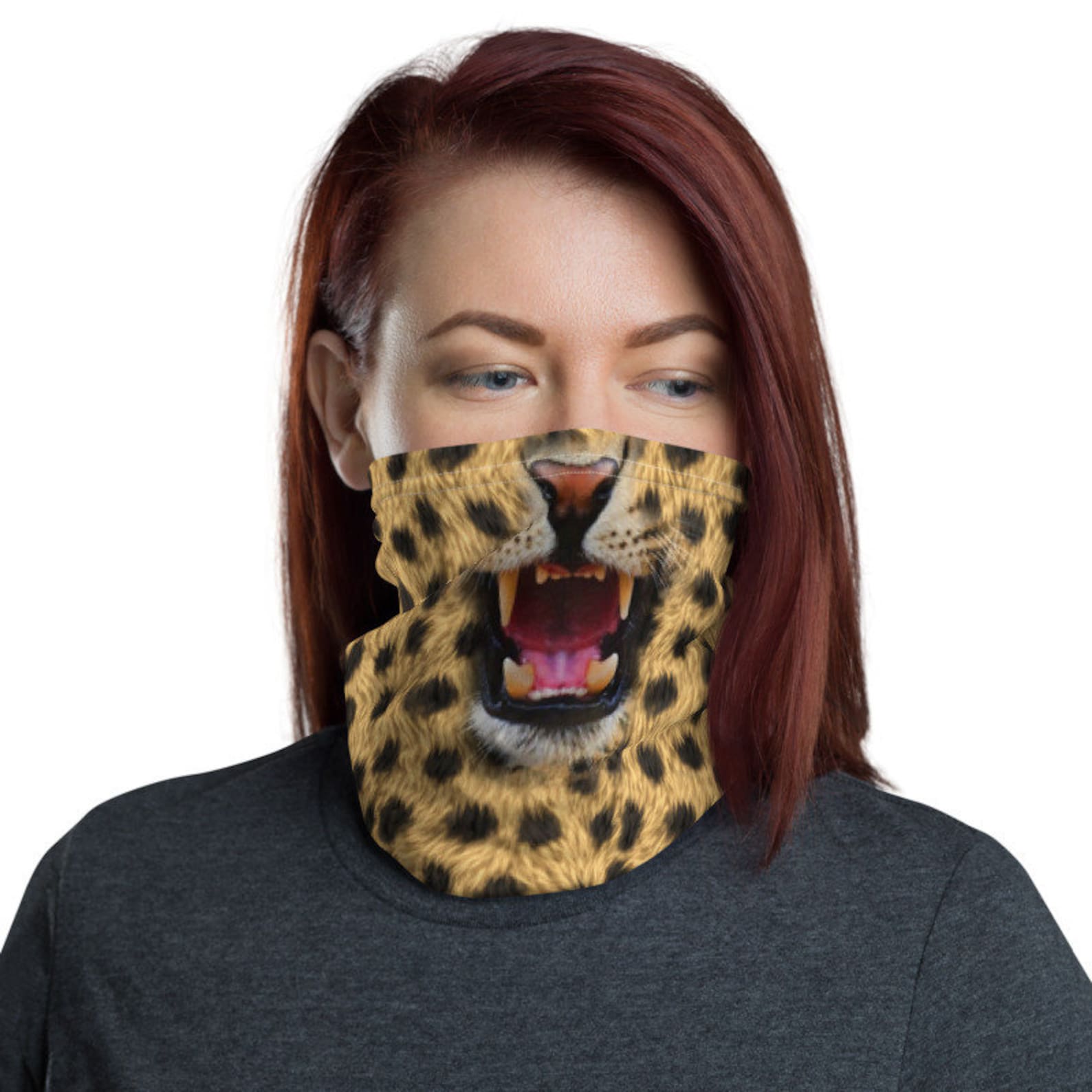 Leopard Face Mask 3D / Animal Face Mask Neck Gaiter / Wild | Etsy