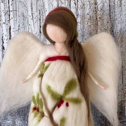 Needle Felt Holly Angel Tree Topper Waldorf Inspired - Etsy