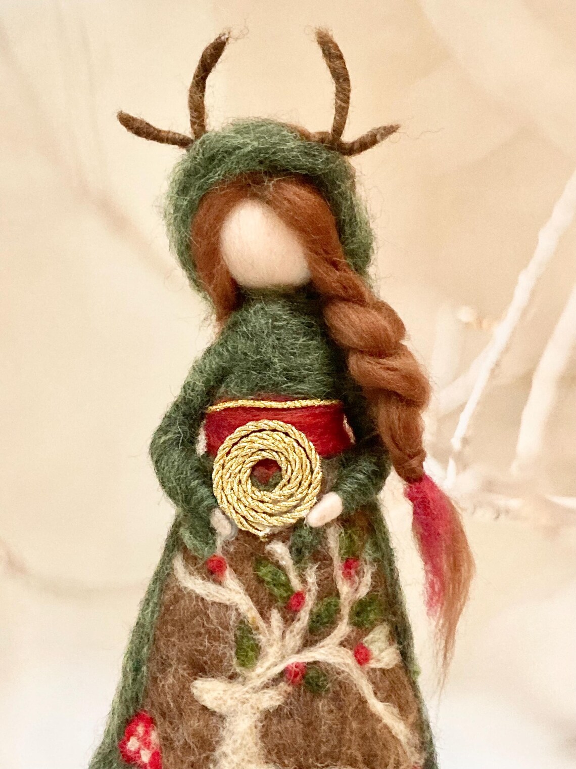 Tree Topper or Stand Alone Scandinavian Yule Fairy Goddess Mother Deer ...