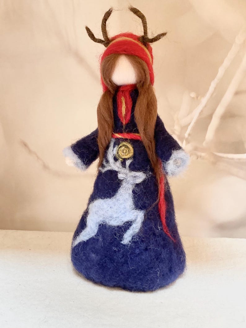 Tree Topper or Stand Alone Scandinavian Yule Fairy Goddess Mother Deer ...