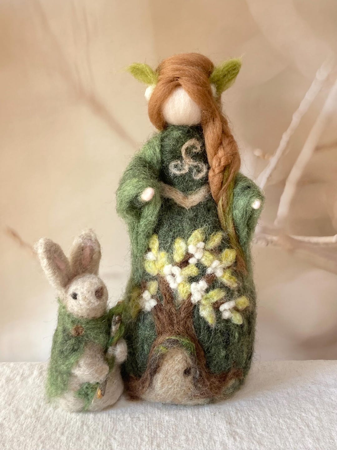 Celtic Fairy Figurine With the Hawthorne Tree and Her Irish Hare, St ...