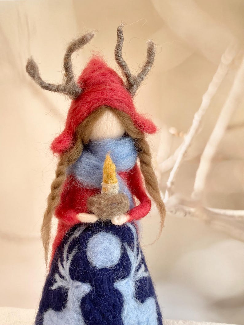 Tree Topper or Stand Alone Scandinavian Yule Fairy With Deer Design and ...