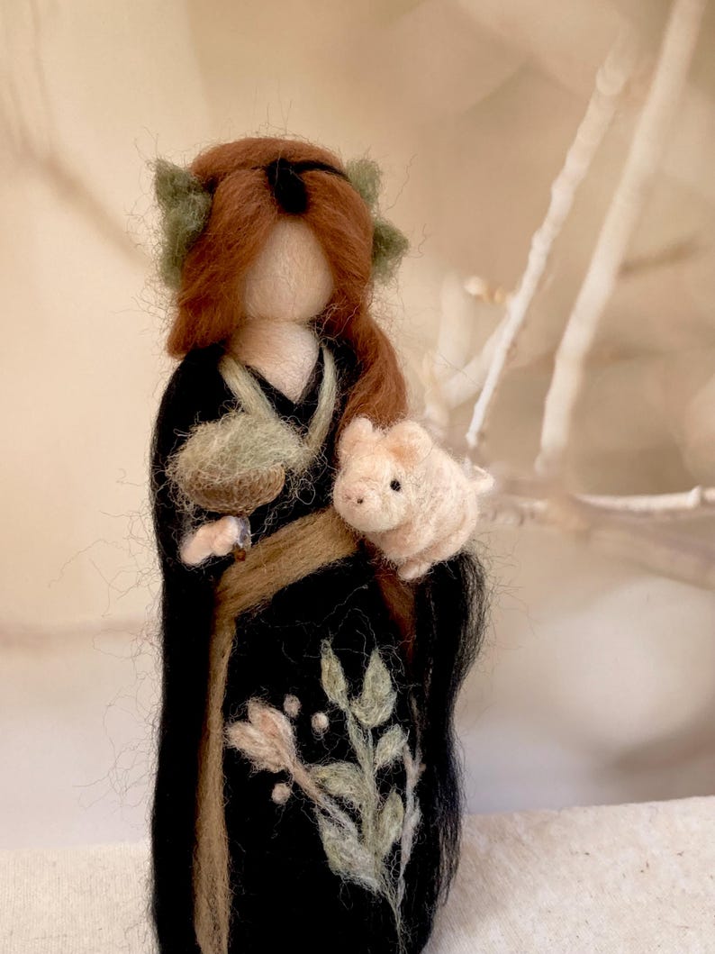 Greek Goddess Circe the Sorceress Holding a Little Pig Figurine ...