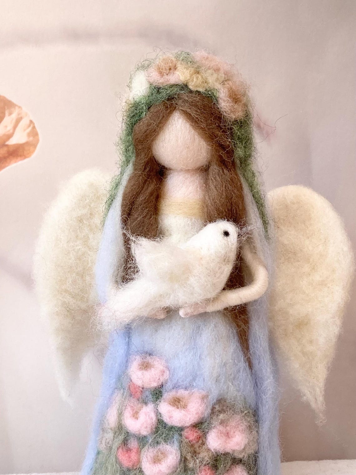 Angel Holding Dove of Peace Tree Topper With Flowers, Christmas Tree ...