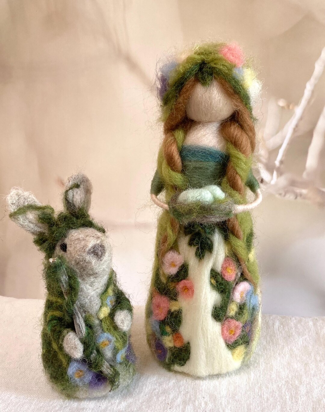 Needle Felted Easter Spring Fairy Goddess With Her Rabbit,easter ...