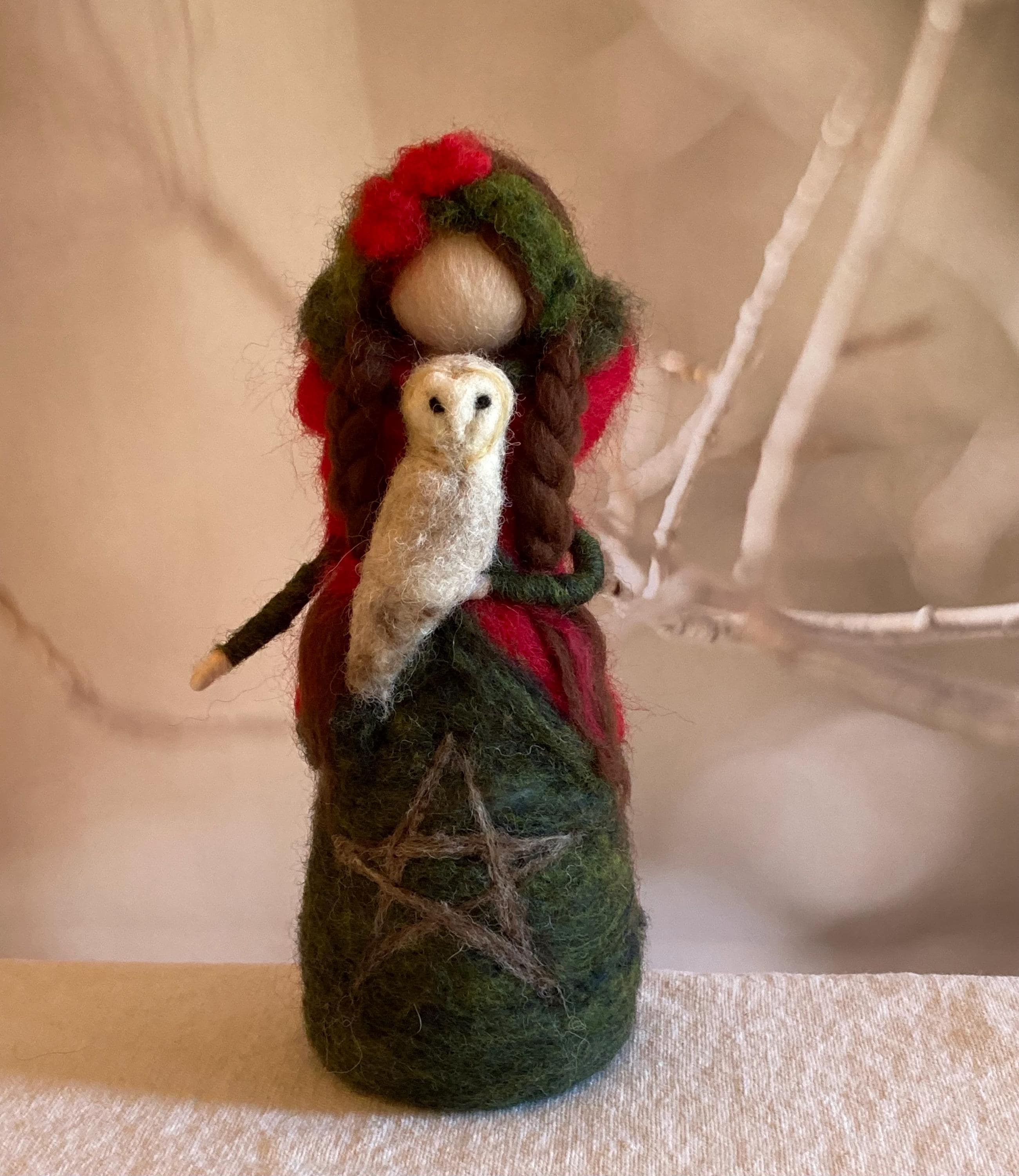 Needle Felt Winter Solstice, Yule Goddess, Fairy With an Owl, Nature ...