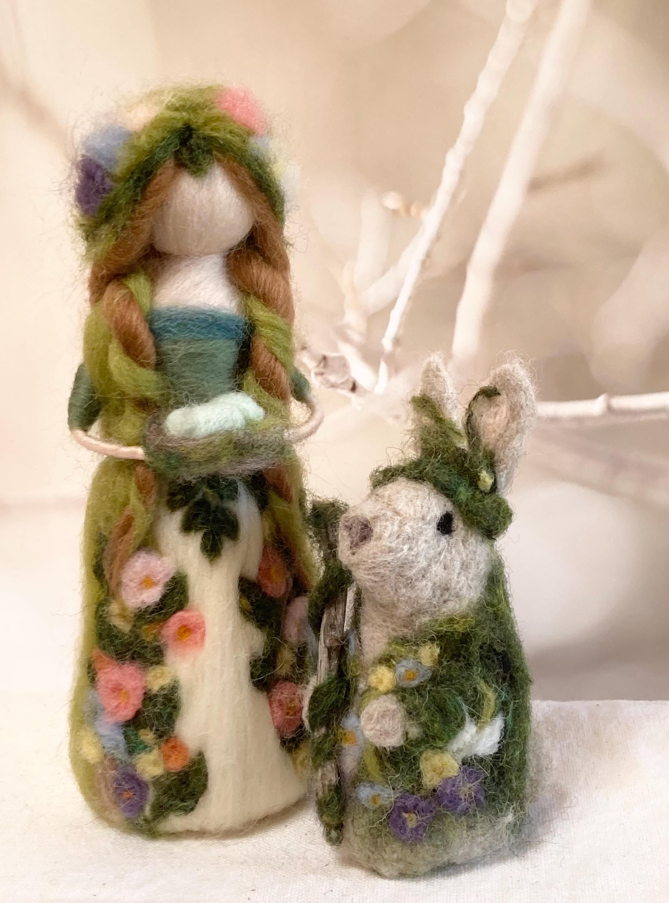 Needle Felted Easter Spring Fairy Goddess With Her Rabbit,easter ...