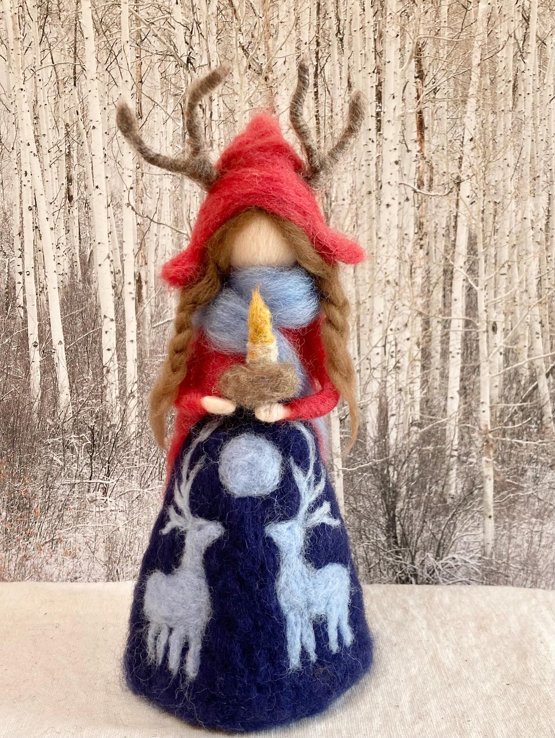 Tree Topper or Stand Alone Scandinavian Yule Fairy With Deer Design and ...