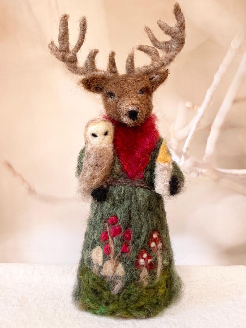 Yule Deer, Spirit of the Winter Forest, Figurine, Winter Solstice Decor ...
