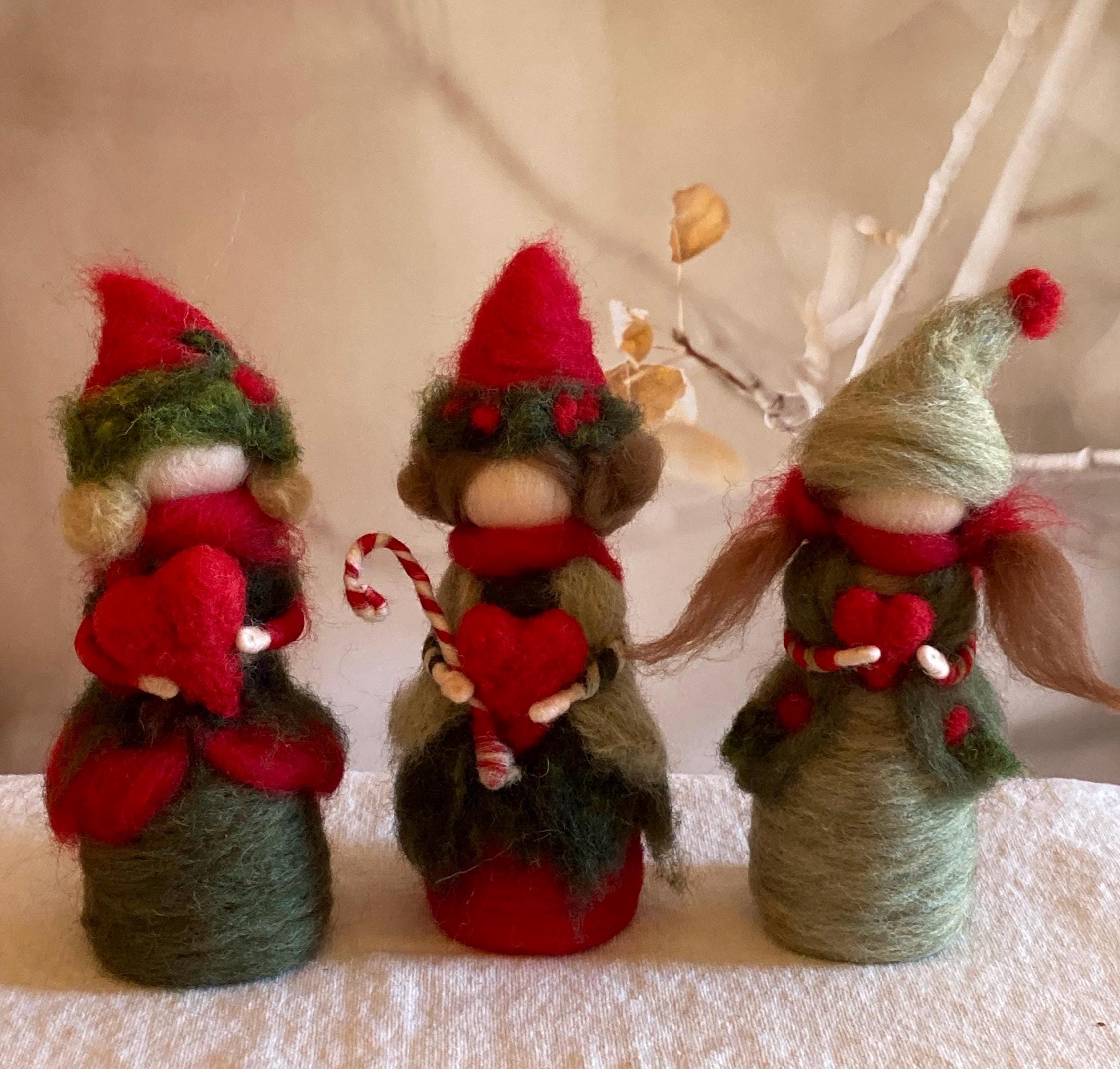 Needle Felted Christmas Elf Fairy With Heart, Ornement or Stand Alone ...
