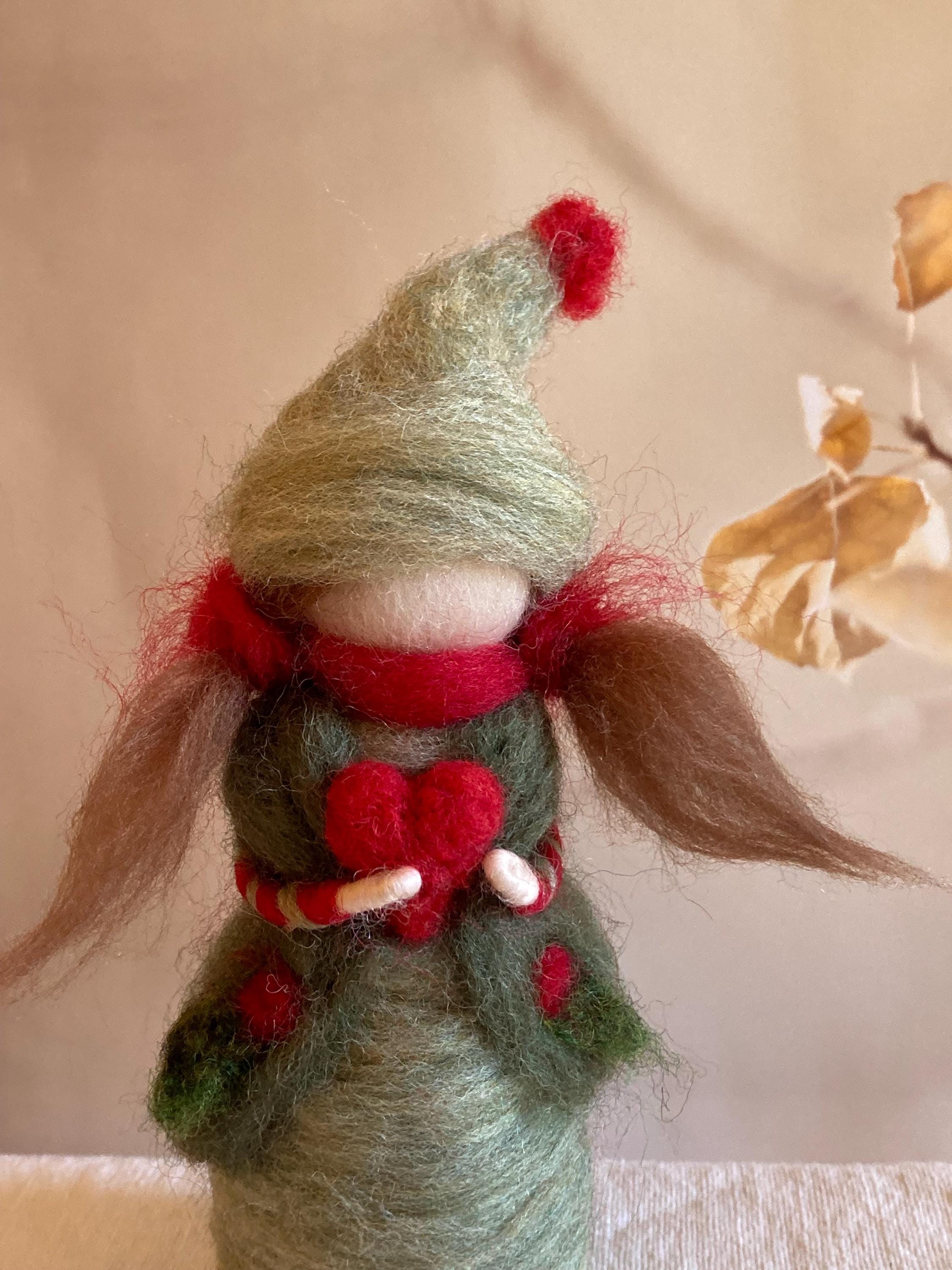 Needle Felted Christmas Elf Fairy With Heart, Ornement or Stand Alone ...