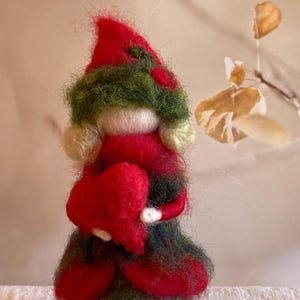 Needle Felted Christmas Elf Fairy With Heart, Ornement or Stand Alone ...