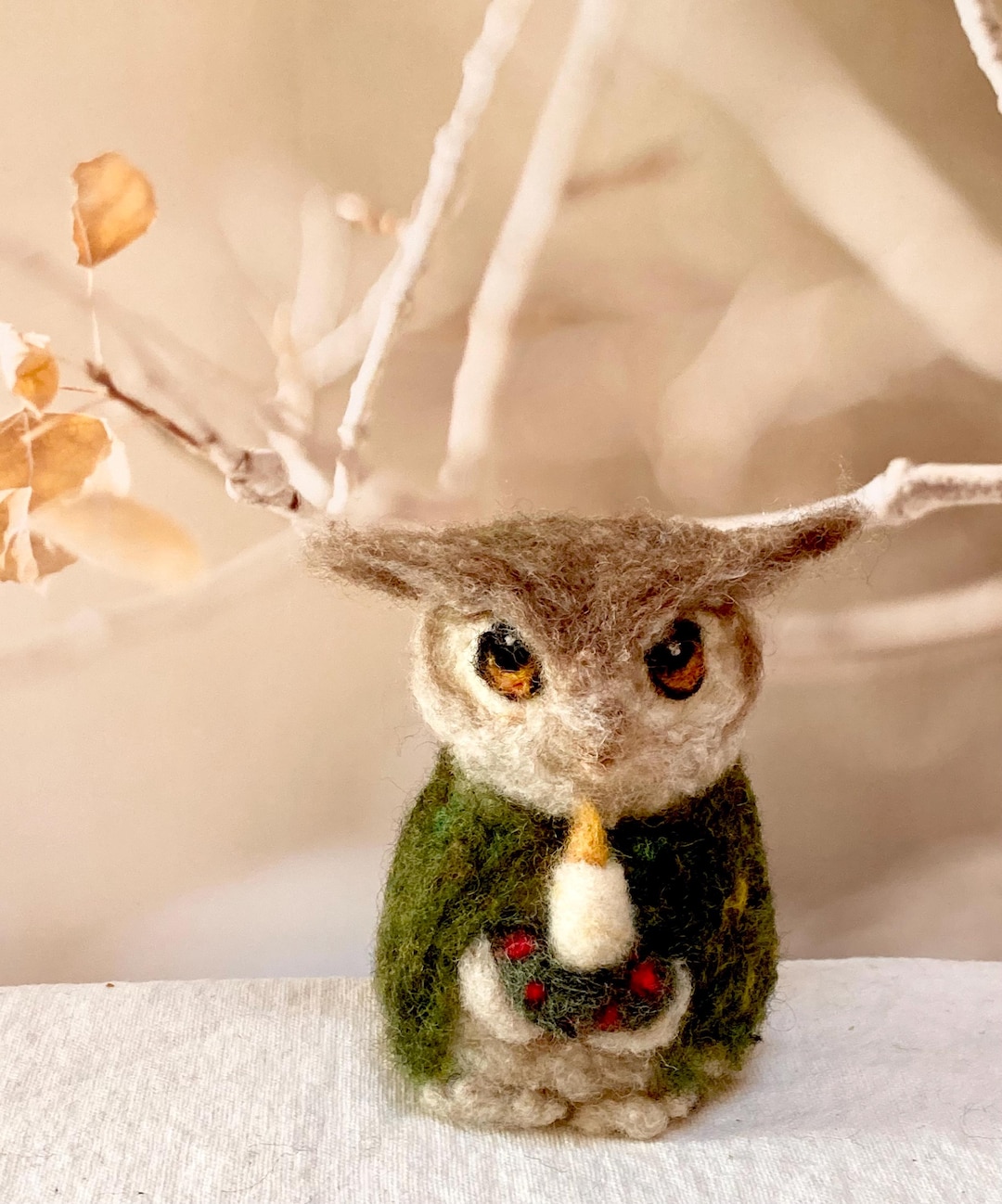 Yule Owl, Spirit of the Winter Forest Figurine, Winter Solstice Decor ...