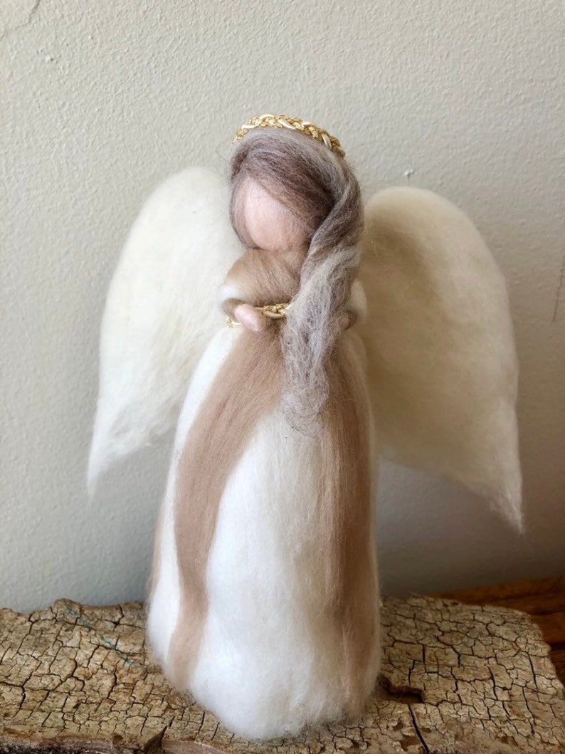 Needle Felted Angel Christmas Tree Topper Waldorf Inspired - Etsy