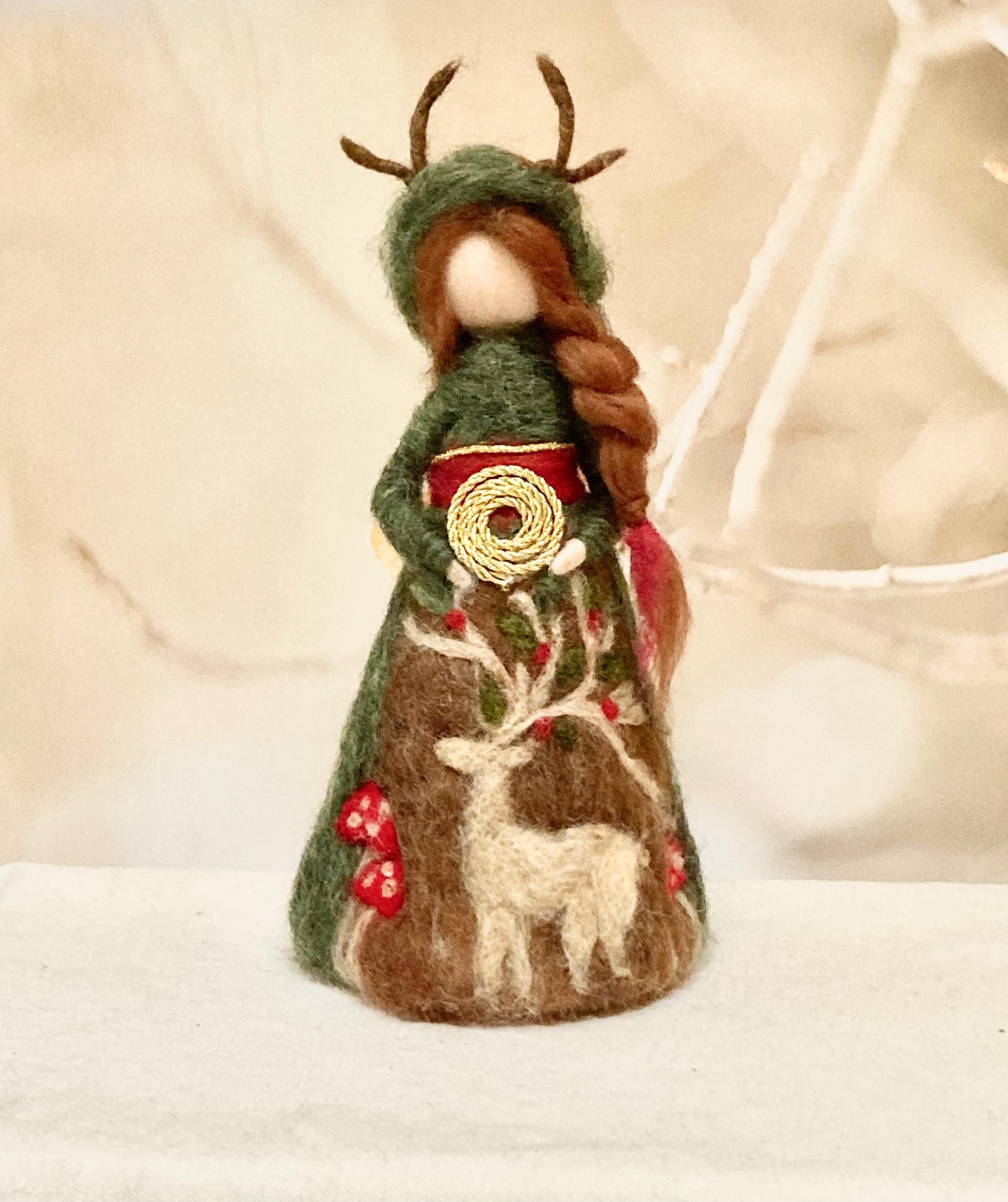Tree Topper or Stand Alone Scandinavian Yule Fairy Goddess Mother Deer ...