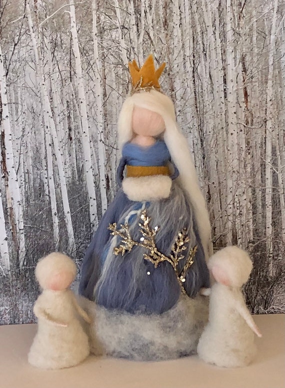 Needle Felted Snow Queen Christmas Tree Topper Waldorf - Etsy