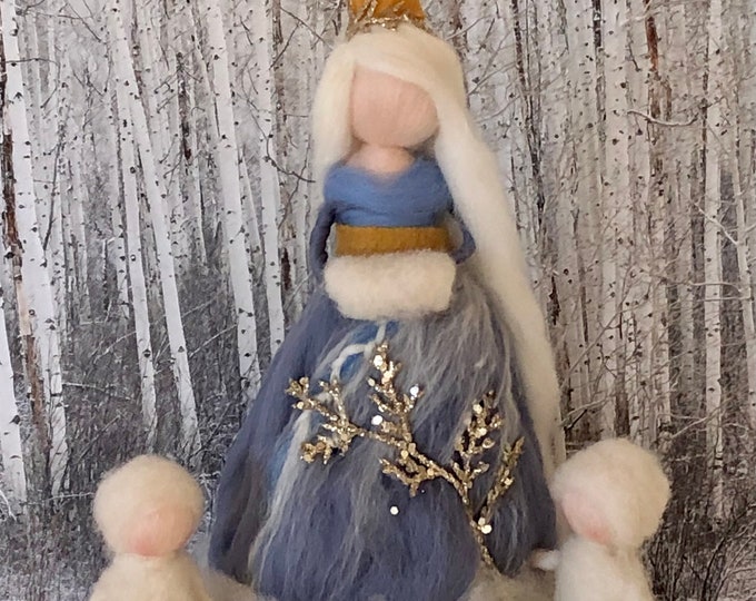 Needle Felted Snow Queen Christmas Tree Topper, Waldorf Inspired - Etsy