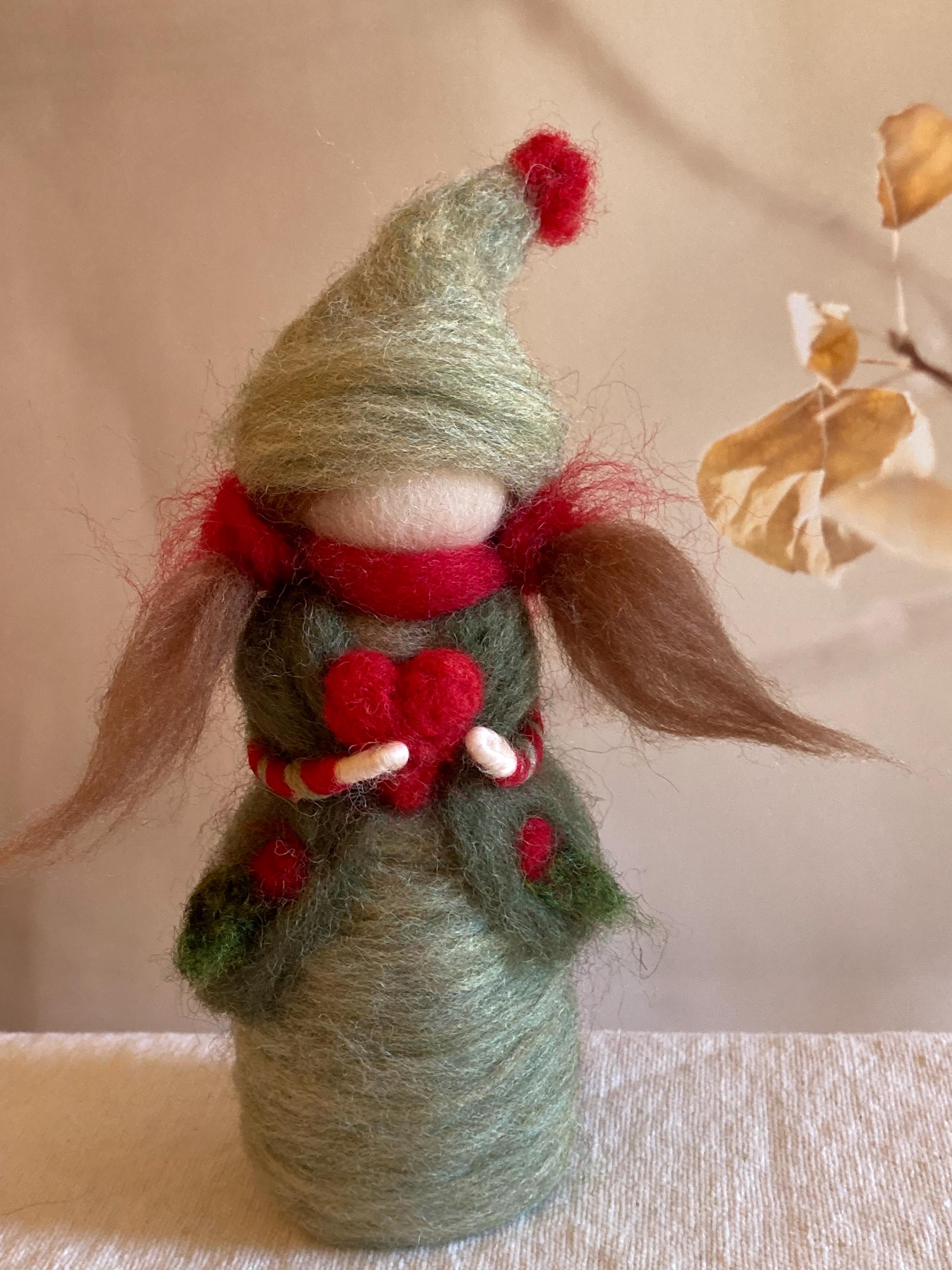 Needle Felted Christmas Elf Fairy With Heart, Ornement or Stand Alone ...