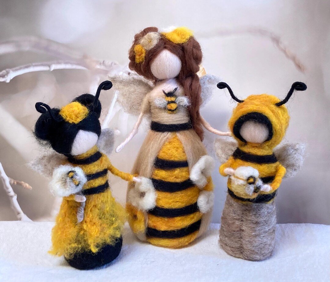 Needle Felted Fantasy Bee Fairies Figurines, Spring Decoration, Easter ...