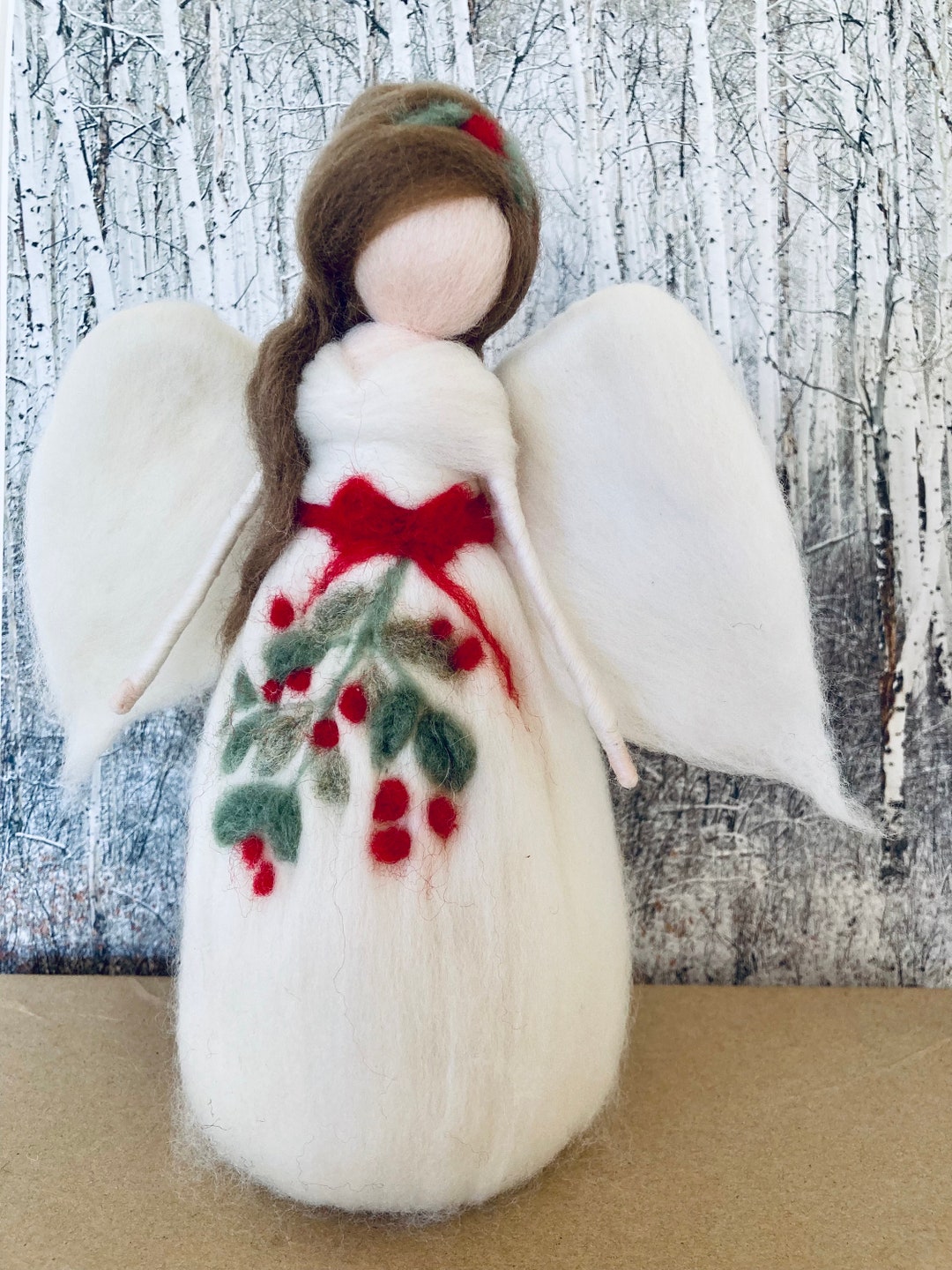 Needle Felt Holly Angel Tree Topper, Waldorf Inspired, Christmas Tree ...