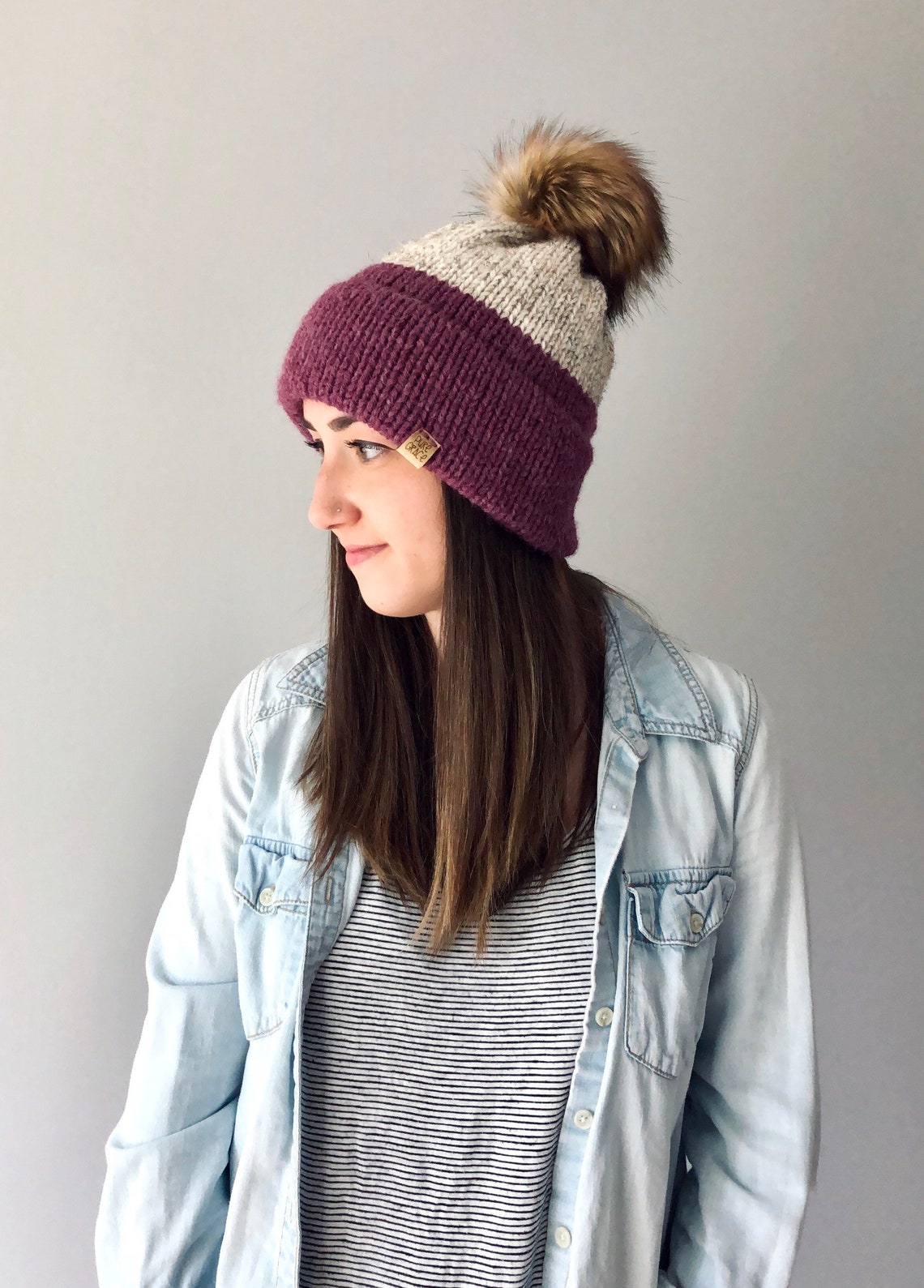 Two Color Double Brimmed Beanie Double Brim Hat Knit | Etsy