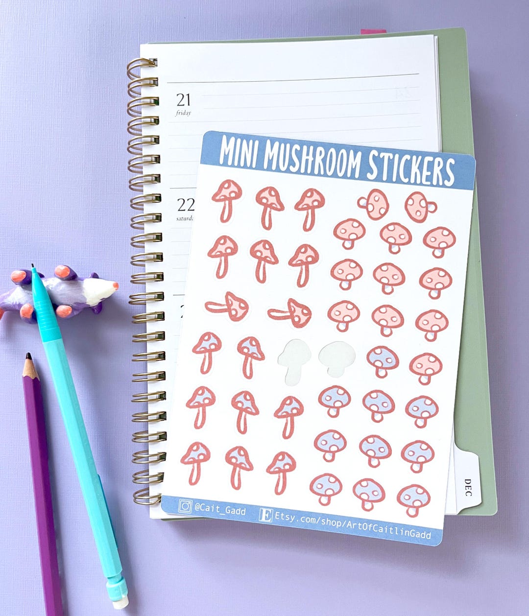 Mini Mushroom Sticker Sheet - Cute Pastel Planner Decor - Etsy