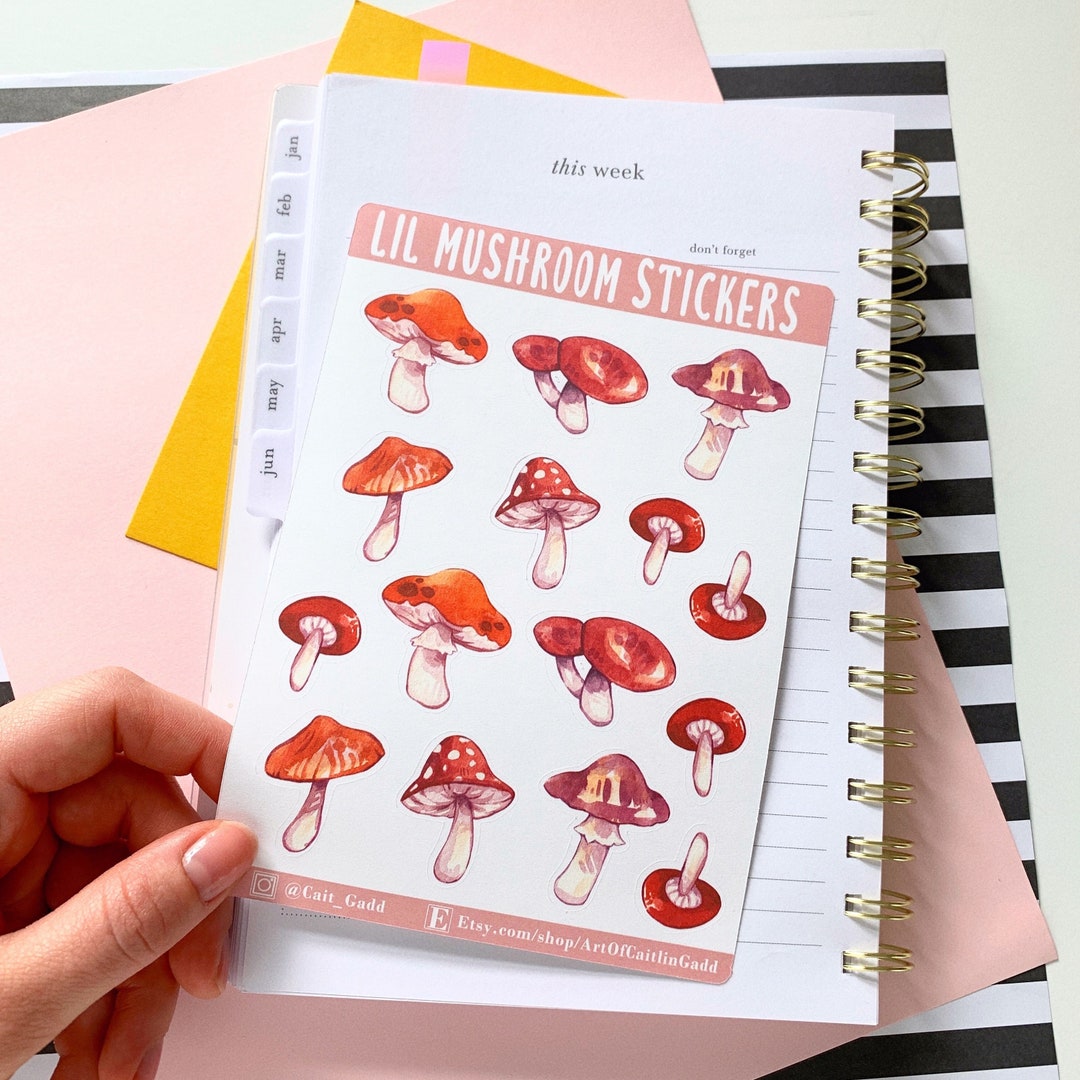 Watercolor Mushroom Sticker Sheet - Planner, Scrapbook - Etsy
