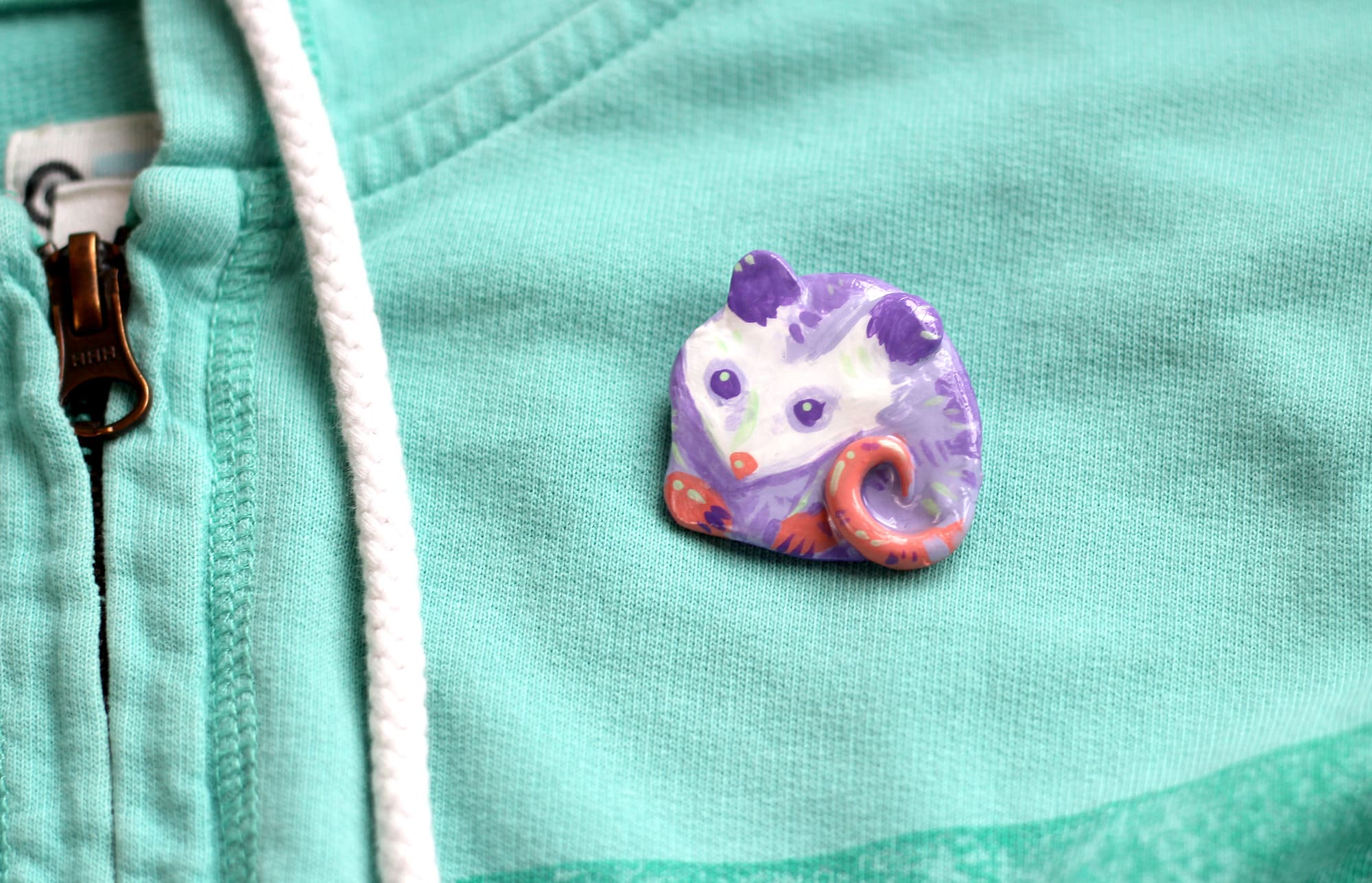 Purple Opossum Pin Handmade Hand-painted Polymer Clay | Etsy