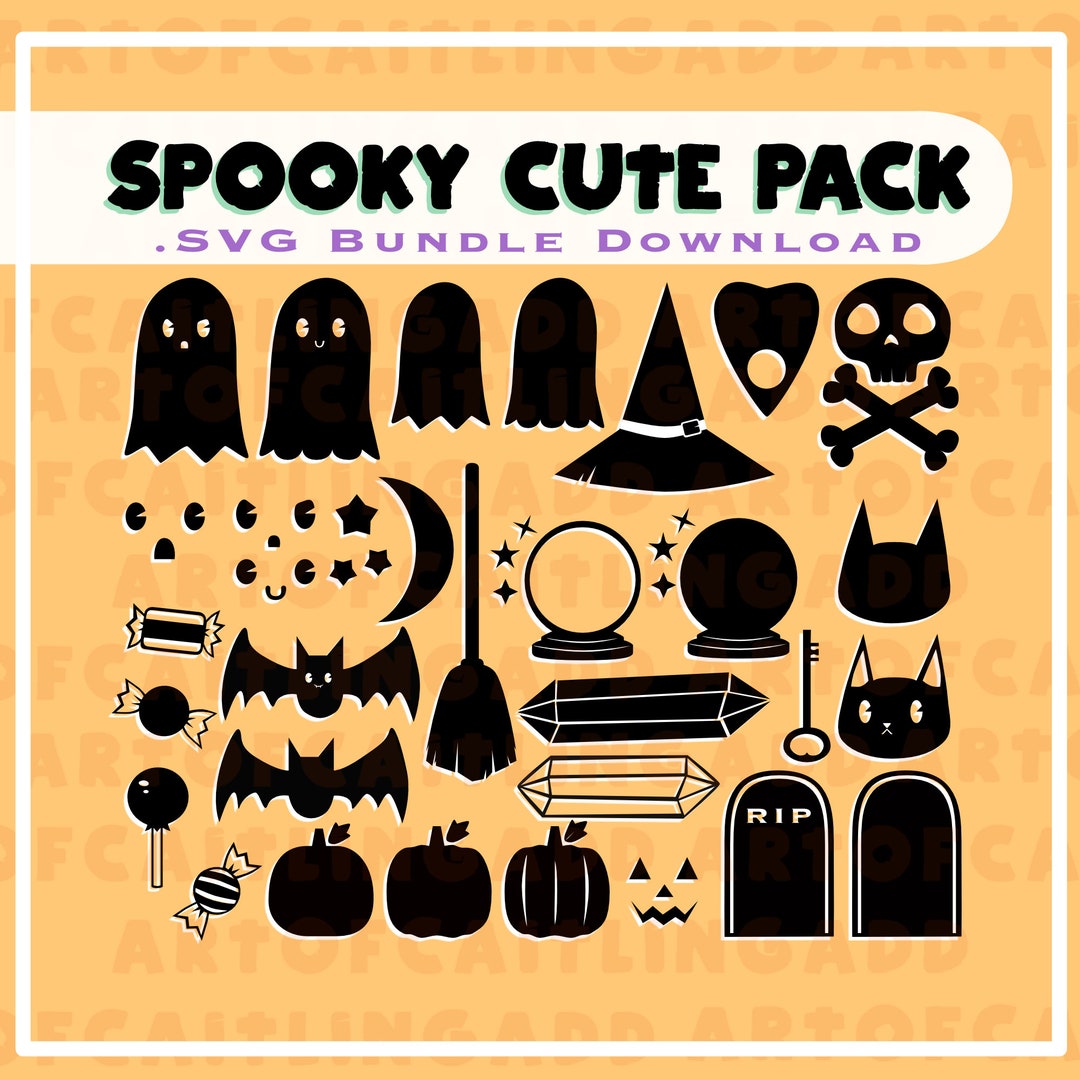 Spooky Cute SVG Pack Halloween Designs, Spooky Season, Witch Aesthetic ...