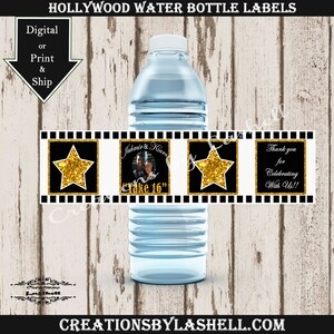 Hollywood Water Bottle Labels Printable Hollywood Labels | Etsy