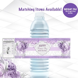 Mother's Day Water Bottle Labels Instant Download | Mother's Day Labels ...
