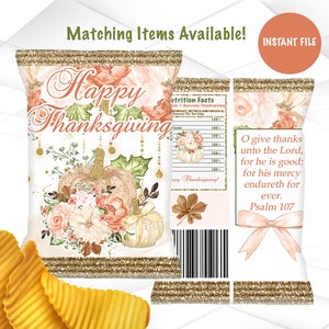 Thanksgiving Chip Bags Instant Download | Thanksgiving Chip Bag ...