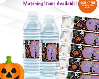 Halloween Water Bottle Labels: Printable Party Template (instant ...