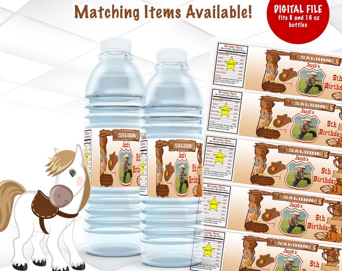 Western Water Bottle Labels Printable Cowboy Water Bottle - Etsy
