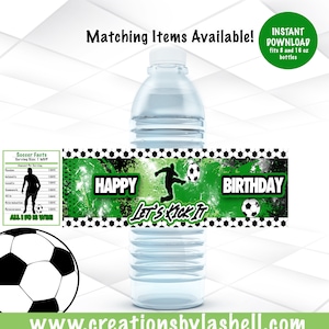 Soccer Water Bottle Labels Instant Download Soccer Labels Digital File ...