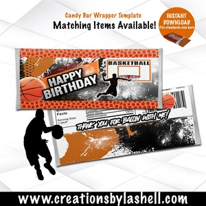 Basketball Candy Bar Wrappers Instant Download | Slam Dunk Chocolate ...