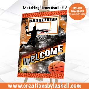 Basketball Welcome Sign Printable 20 X 30 Inch Instant Download Slam ...