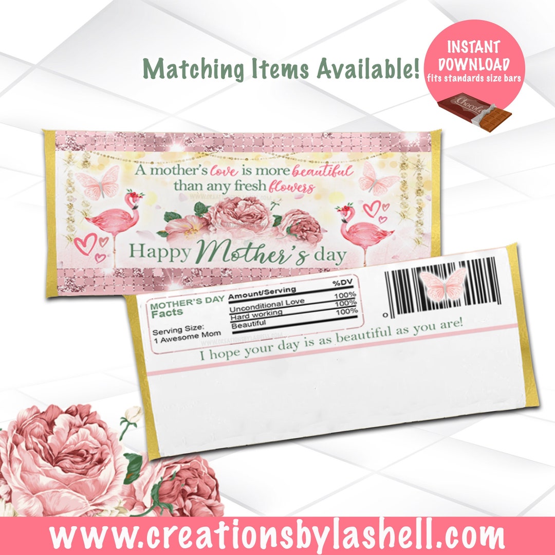 Mother's Day Candy Bar Wrappers Printable | Pink Mother's Day Favors ...