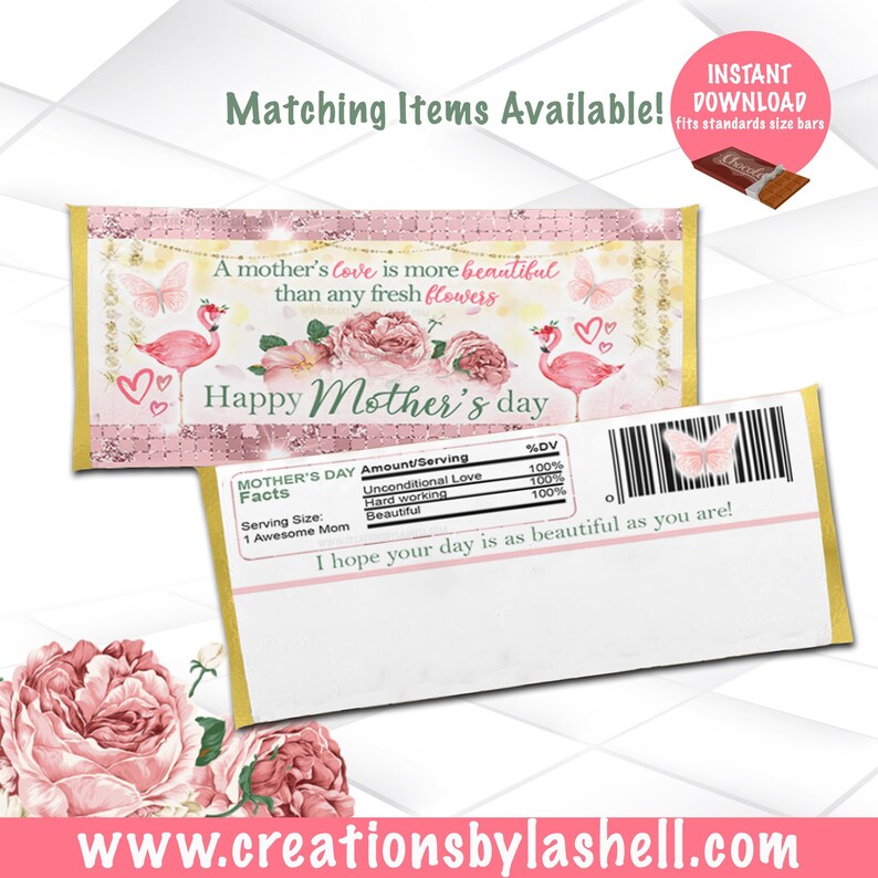 Mother's Day Candy Bar Wrappers Printable Pink Mother's Day Favors ...
