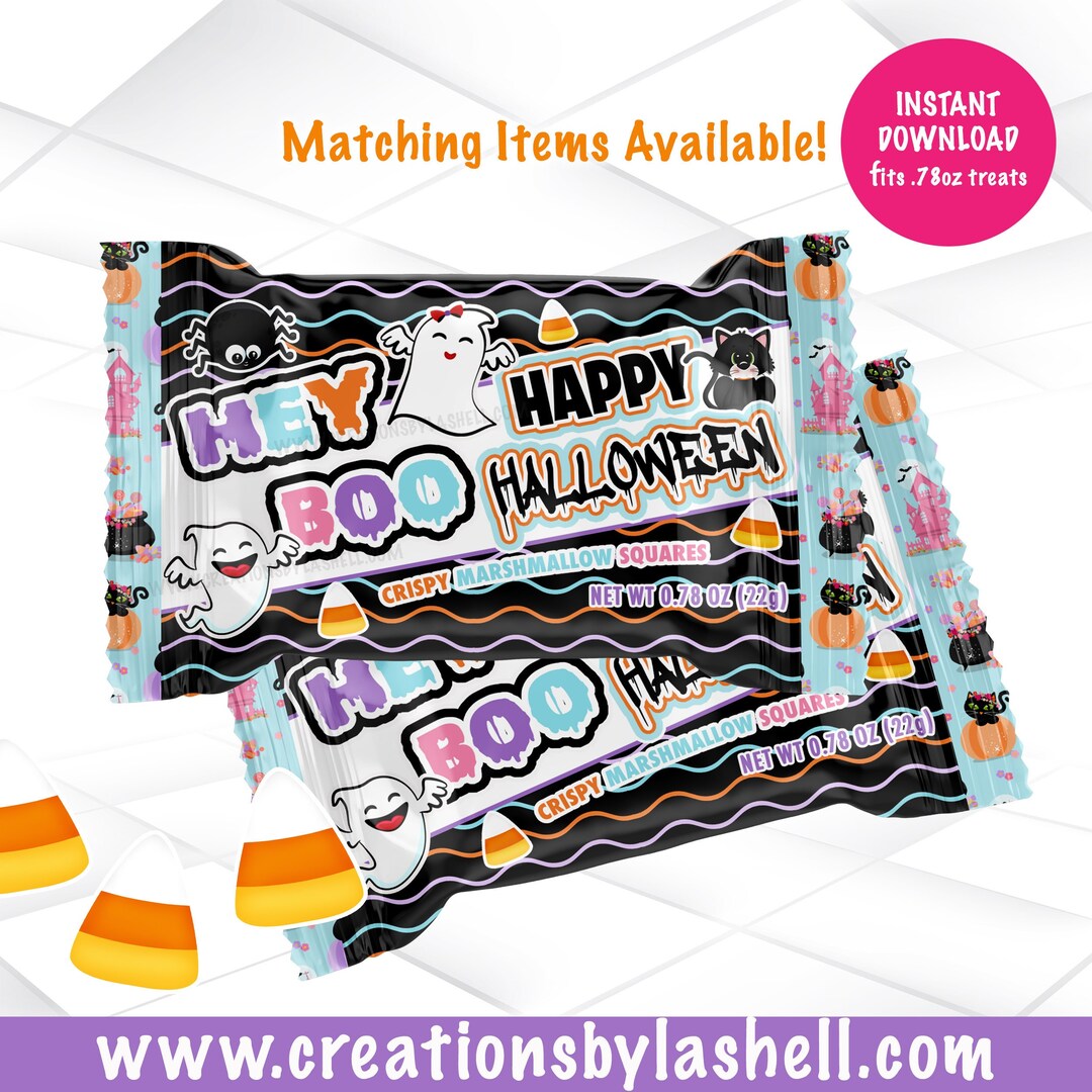 Halloween Krispie Treat Wrappers Instant Download Hey Boo Halloween ...
