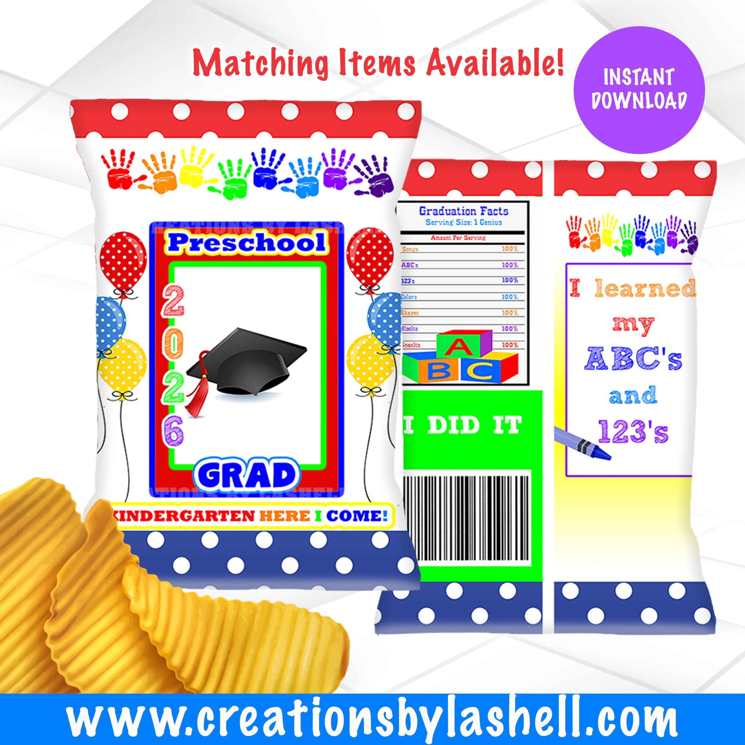 Preschool Graduation Chip Bag Instant Download | Pre K Graduation Chip ...