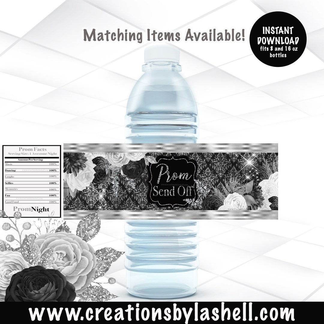 Prom Send off Water Bottle Labels Instant Download | Prom Favors ...