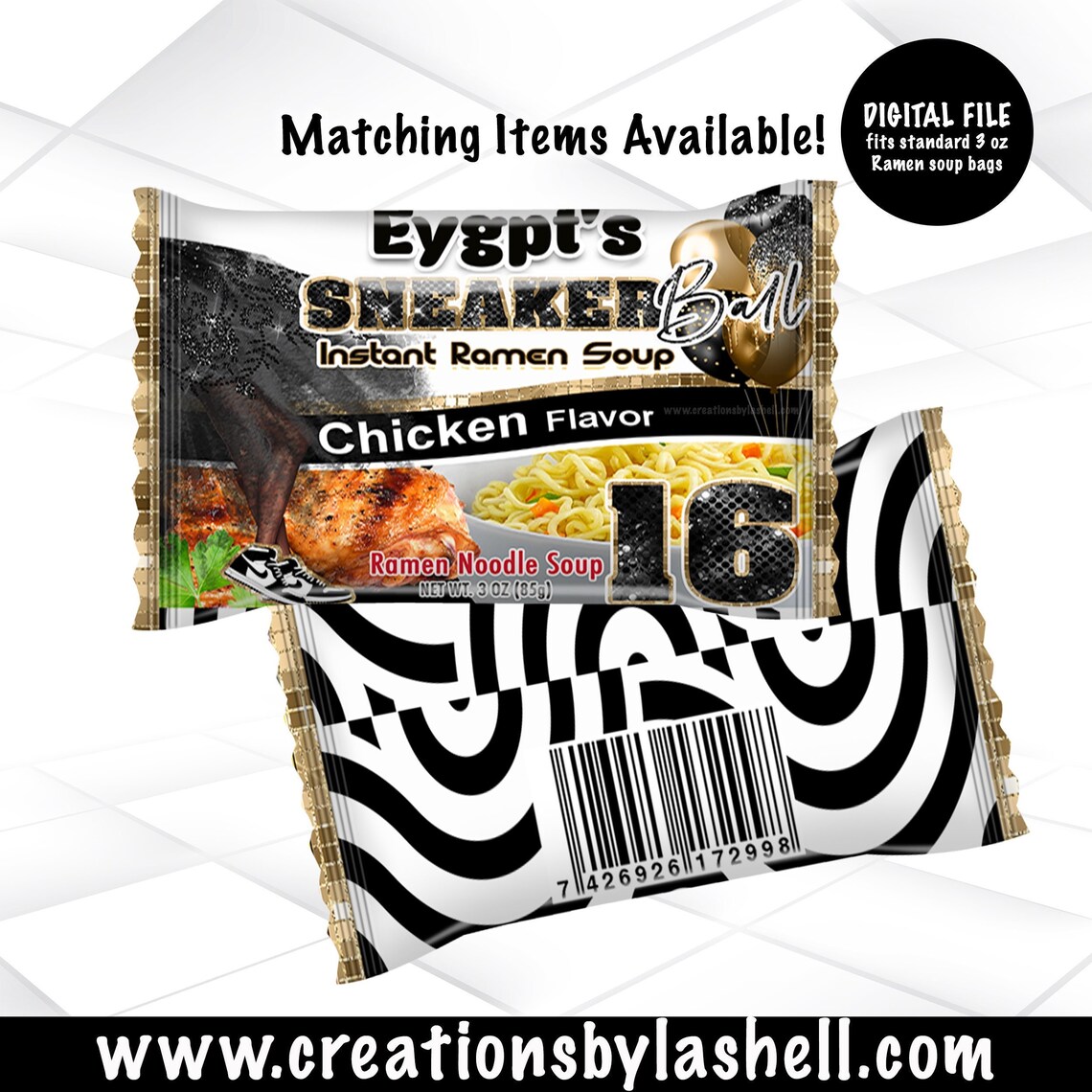 Sneaker Ball Ramen Noodle Wrapper Template Sneaker Ball Favors - Etsy