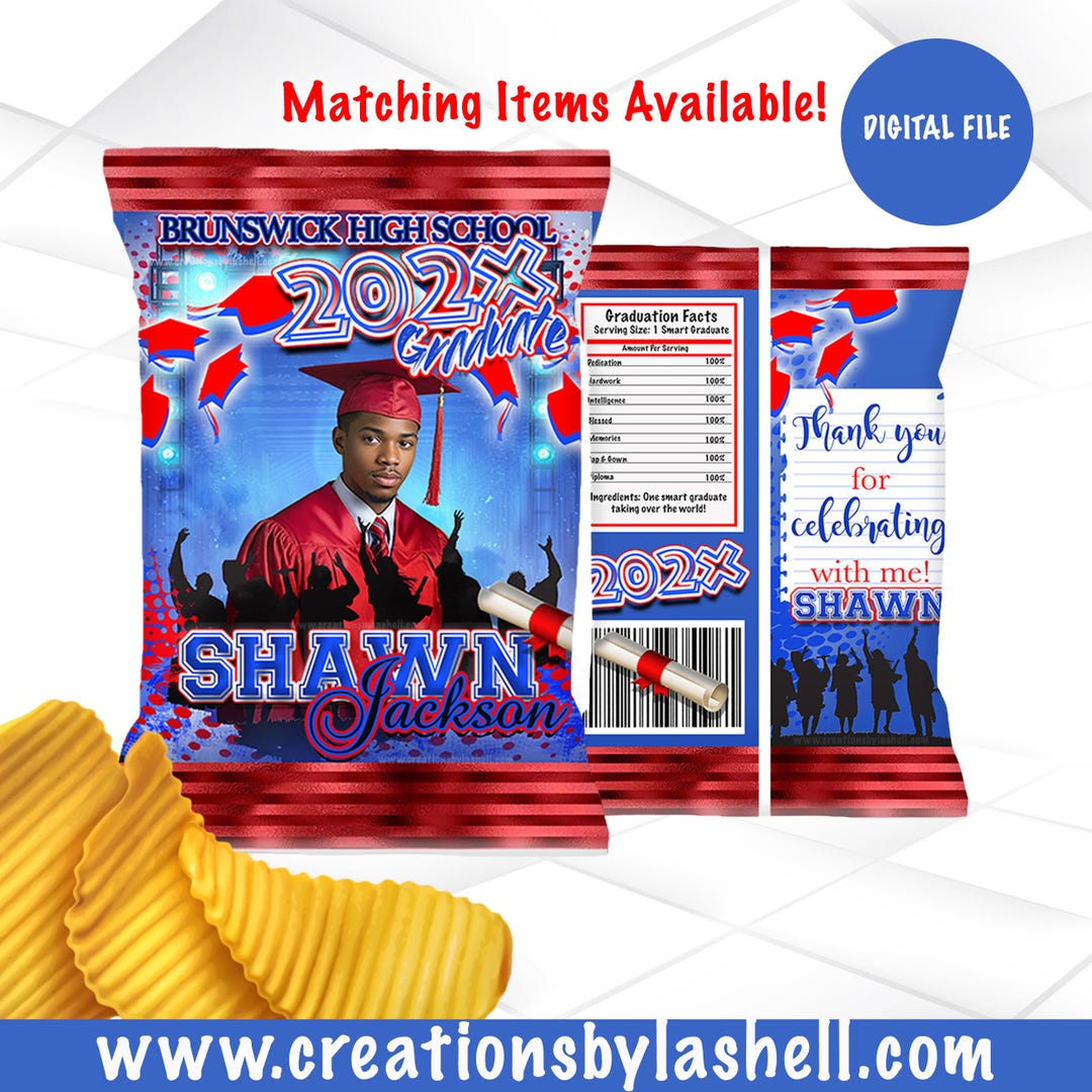 Graduation Chip Bags Digital File | Custom Graduation Chip Bags ...